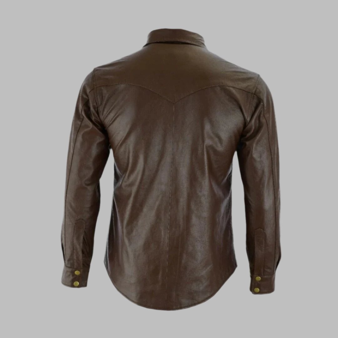 Leather Shirt In Drak Brown For Mens – Leather Wardrobe