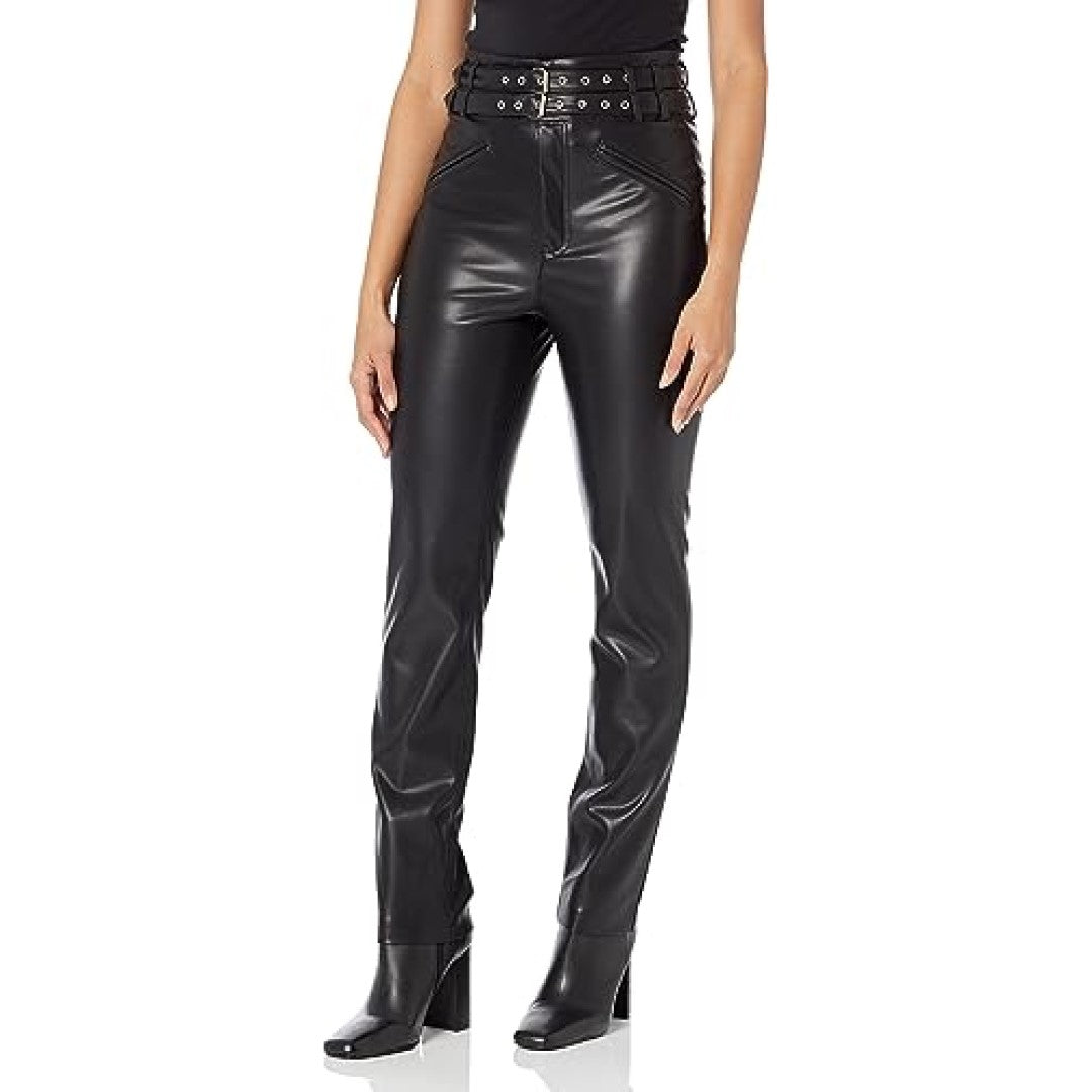 Unique Design Leather Pants With Double Belt Style – Leather Wardrobe