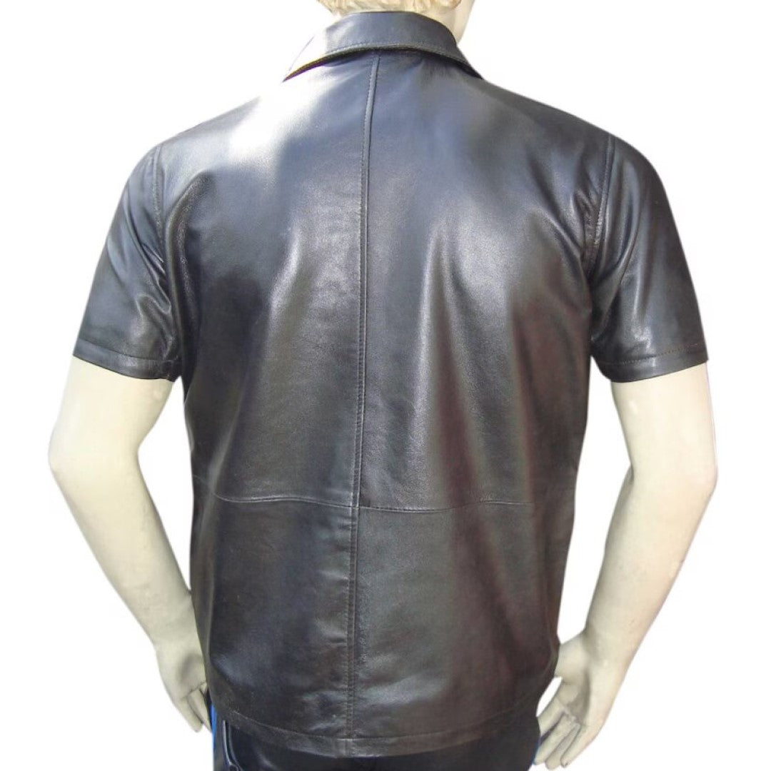Classy And Stylish Half Sleeves Leather Shirt – Leather Wardrobe