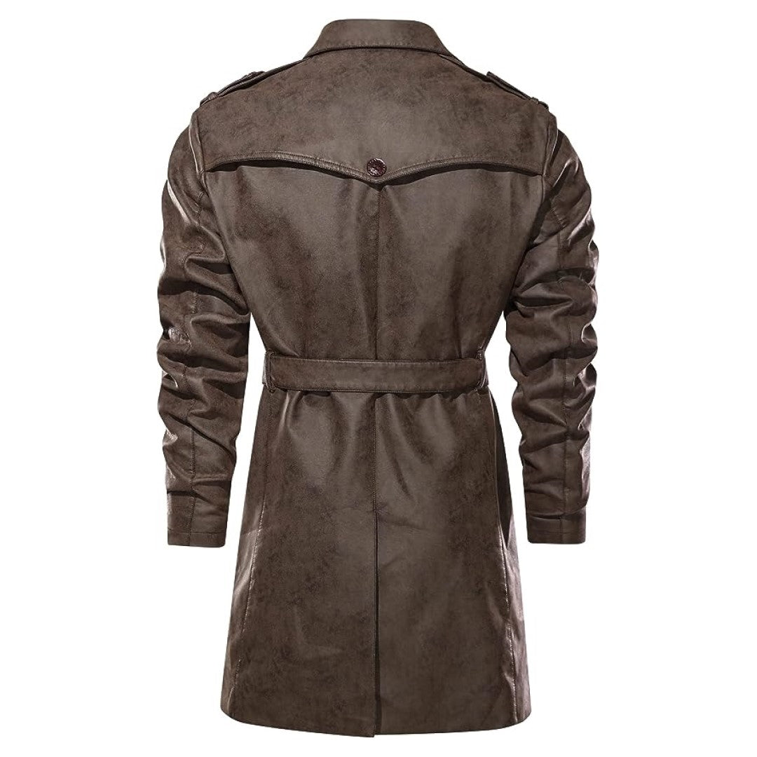 Leather Trench Coat With Button And Belted Closer – Leather Wardrobe