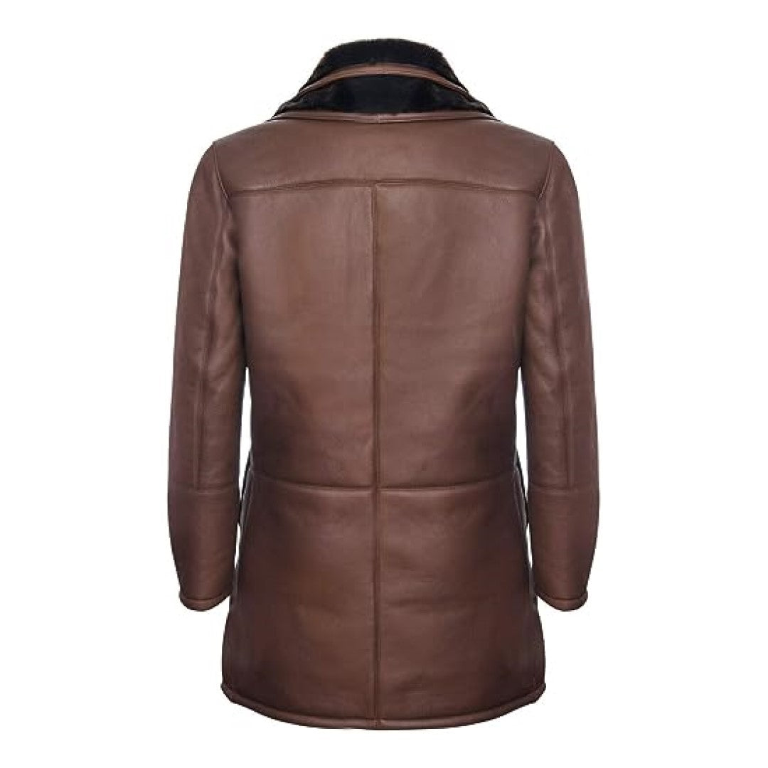 Stylish Leather Trench Coat With Inner Fur And Full Zip And Button Clo ...