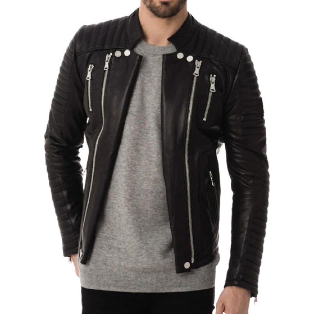 Men's Leather Jacket With Unique Side Zip Closer And Design – Leather ...