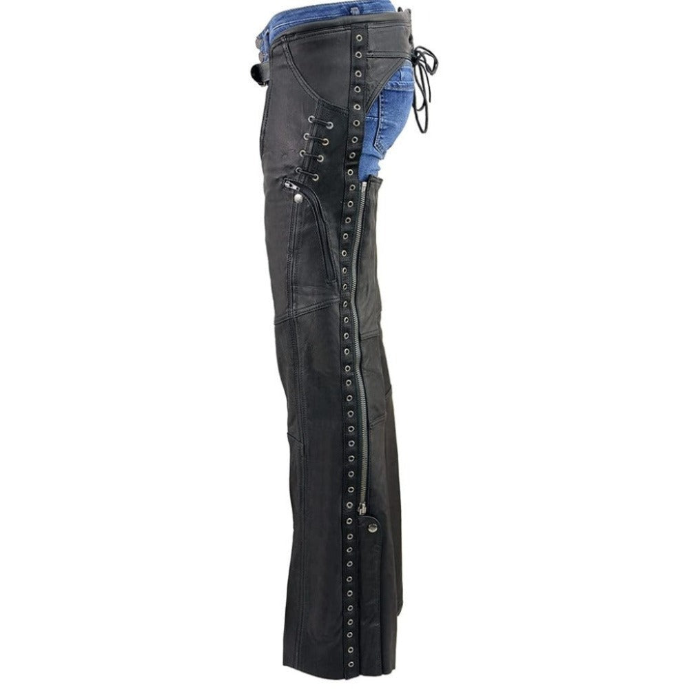 Black Premium Leather Chaps with Side Zipper - Buy Online – Leather ...