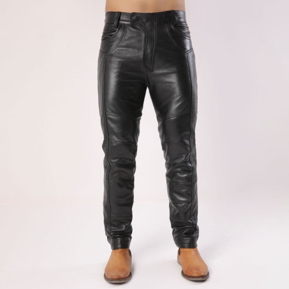Men Sheep Leather Pants With Flap Closure – Leather Wardrobe