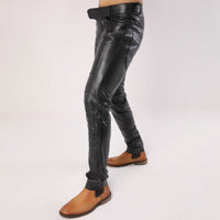 Men Sheep Leather Pants With Flap Closure – Leather Wardrobe